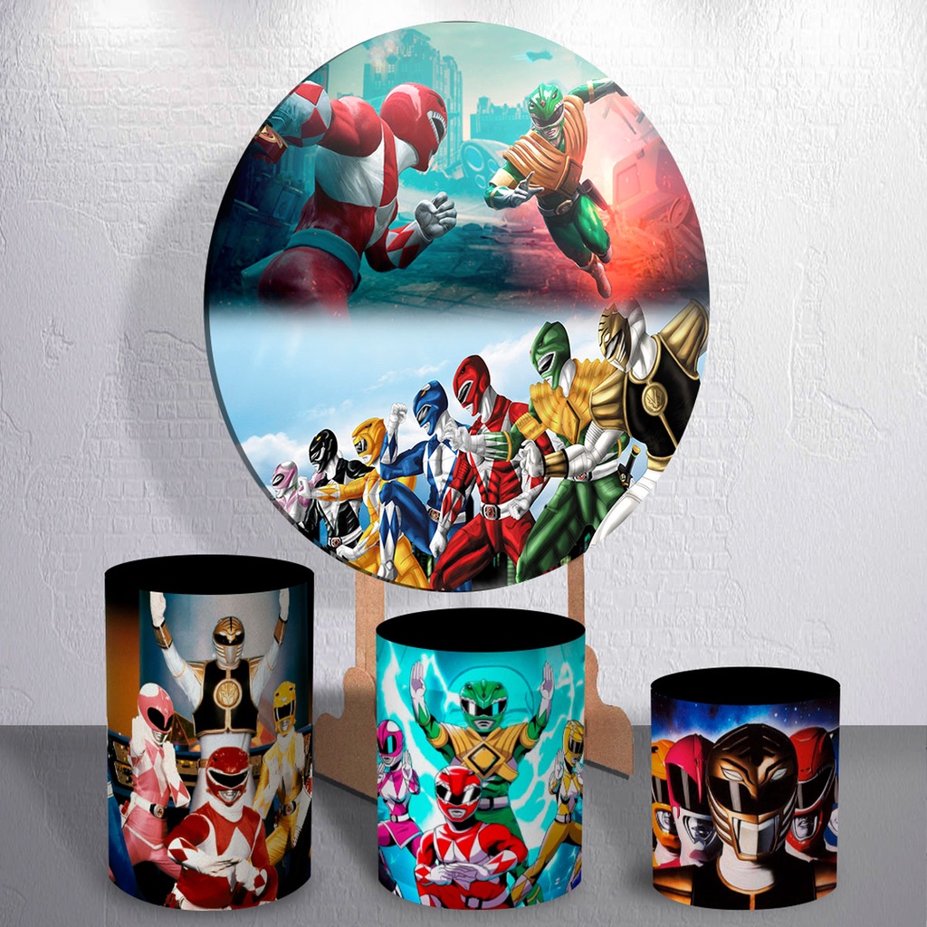 Kit Painel Redondo Power Rangers + Trio Capa de Cilindro 3d Sublimado ...