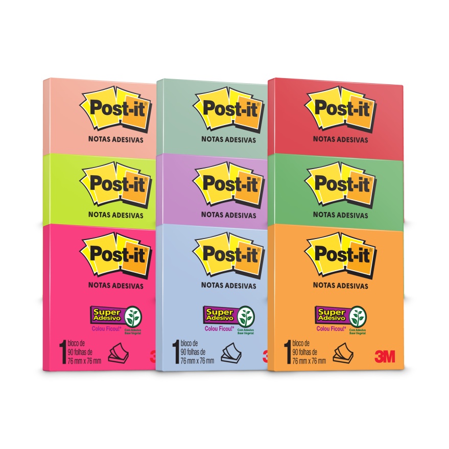 Bloco de Notas Auto adesivo Post it 76x76mm 90 folhas 3M | Anotações ...
