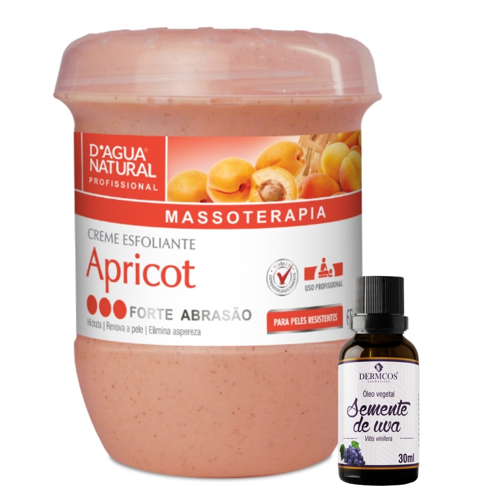 Kit creme esfoliante Apricot forte abrasão 650G oleo semente uva ...