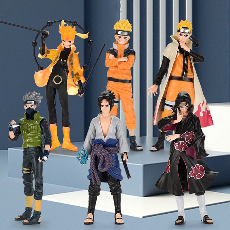 Gamma Kit 6 Boneca Naruto 18cm Articulado Naruto Uzumaki Sasuke Kakashi ...