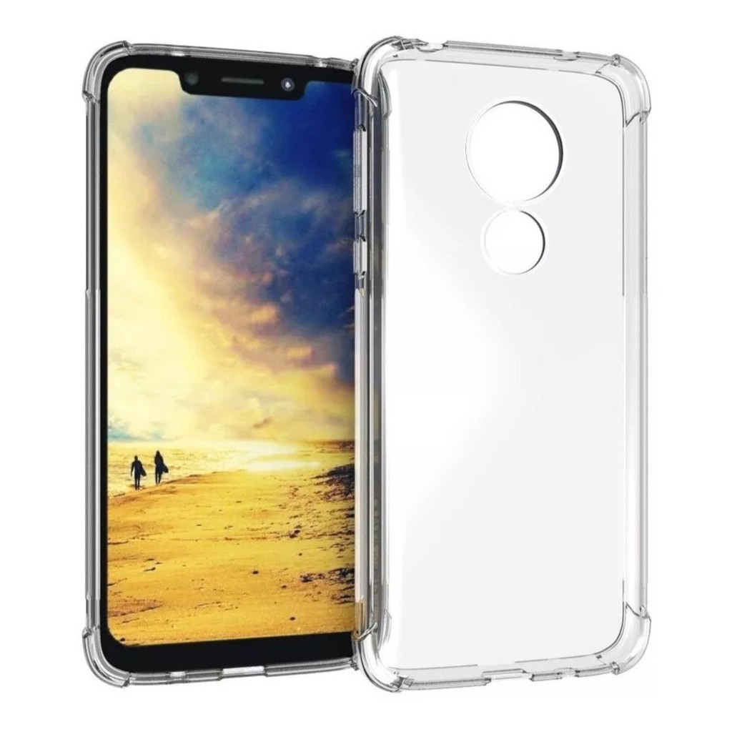Capa Tpu Transparente Antishock Para Motorola Moto G7play/G7/G7plus/G7power + Película de Vidro ...