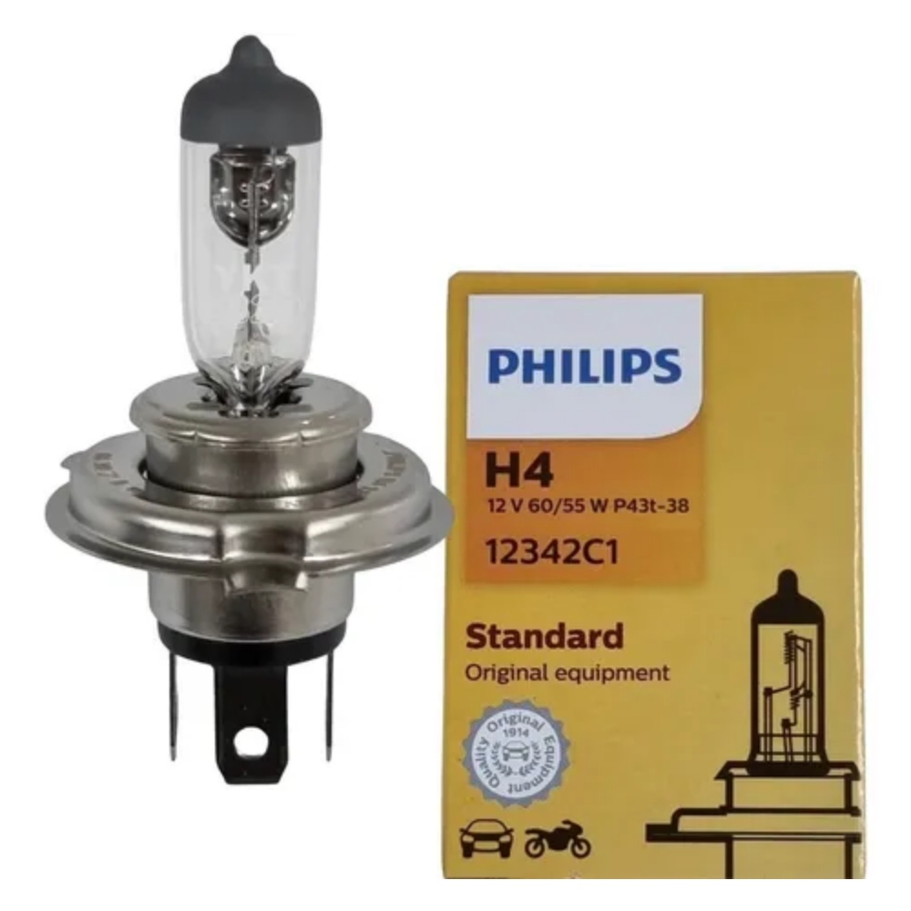Par Lampada Philips Halogena H4 12v 60w/55w Standard 12342c1 | Shopee Brasil