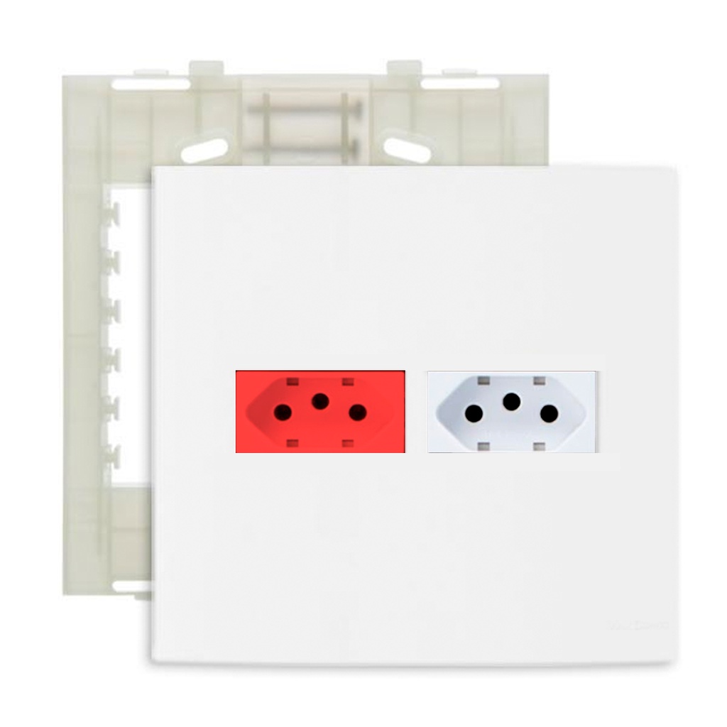 Tomada Dupla 20A branca + 20A Vermelha 4x4 250V Linha Clean | Shopee Brasil