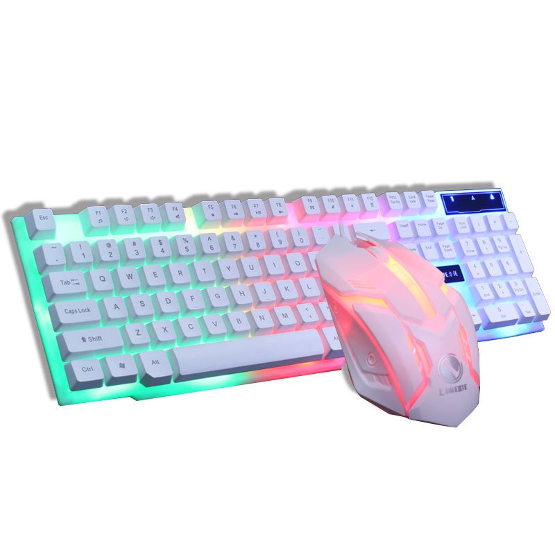 Kit Teclado E Mouse Branco Gamer Haiz Com Led USB Rgb Console Notebook Computador | Shopee Brasil