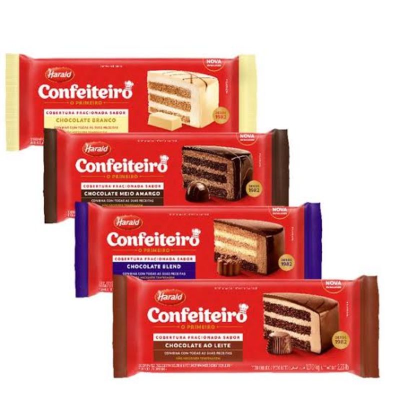 KIT 10 Barras Cobertura Fracionada Harald Confeiteiro 1kl | Shopee Brasil