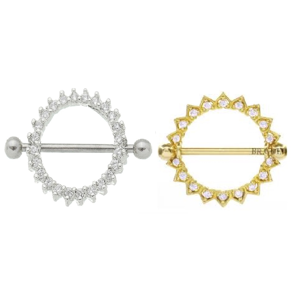 Piercing Mamilo Modelos Redondo Cravejado Com Zirconia Heart Seios ...