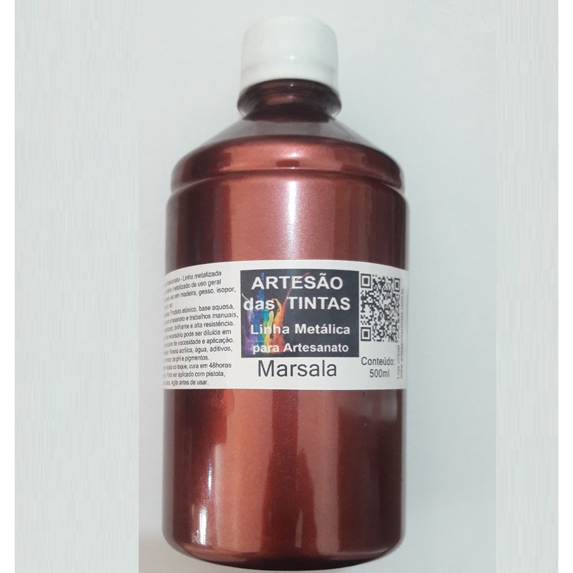 Tinta Metálica Marsala - Tinta Para Arte e Artesanato, gesso - 500Ml ...