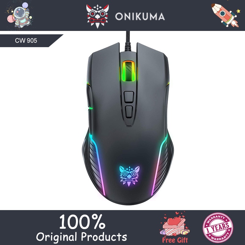 Onikuma CW905 gaming mouse RGB ergonomic design 7-button programmable ...