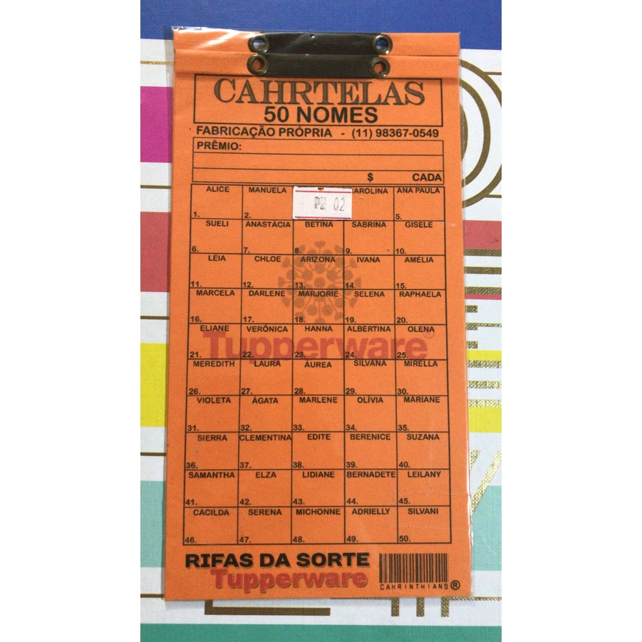 CARTELA DE RIFA 50 NOMES LOGO TUPPER, PCT C/ 10 UNIDADES | Shopee Brasil