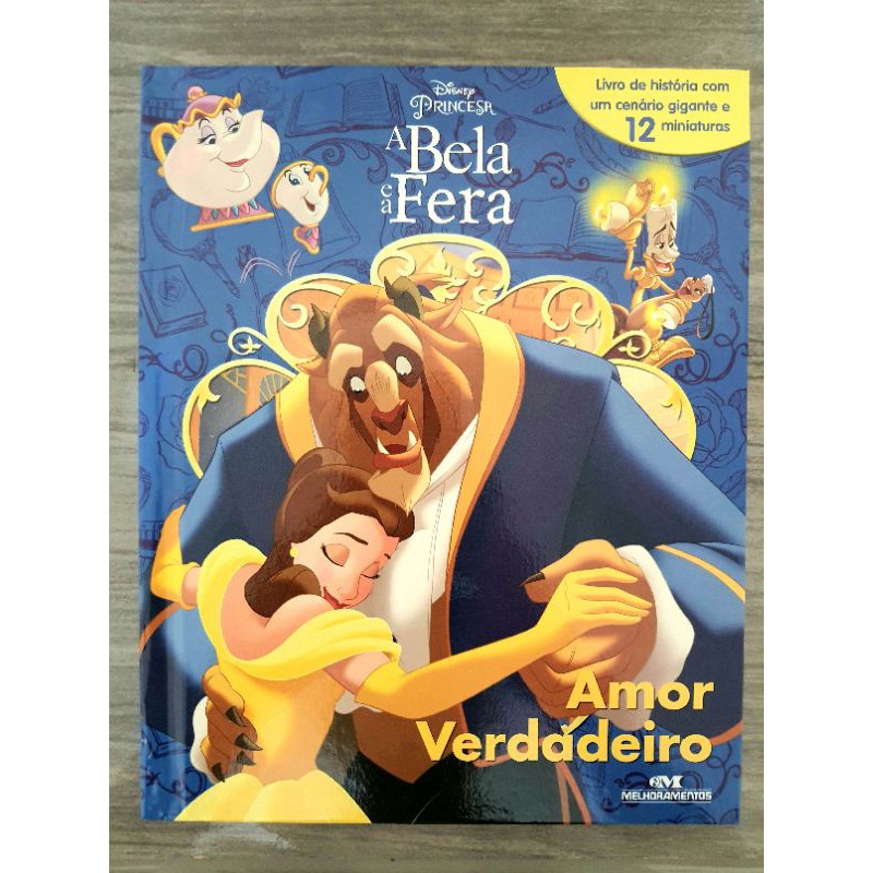 Livro capa dura 100% ilustrado Bela e a Fera Amor Verdadeiro + Cenário + 12 miniaturas Disney ...