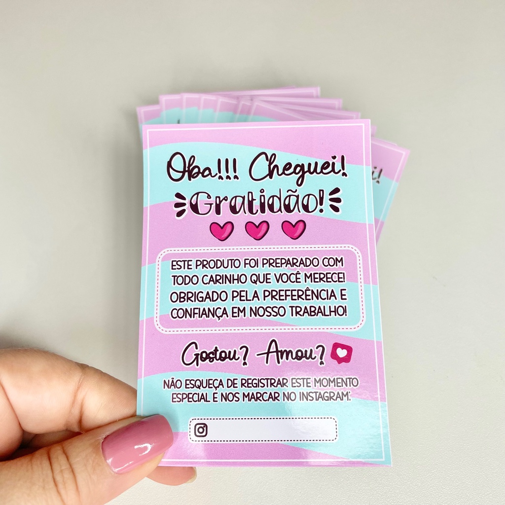 Cartao de Agradecimento Oba Cheguei Gratidao - Embalagem com 50 ou 100 ... Cartao de Agradecimento Oba Cheguei Gratidao - Embalagem com 50 ou 100 ...