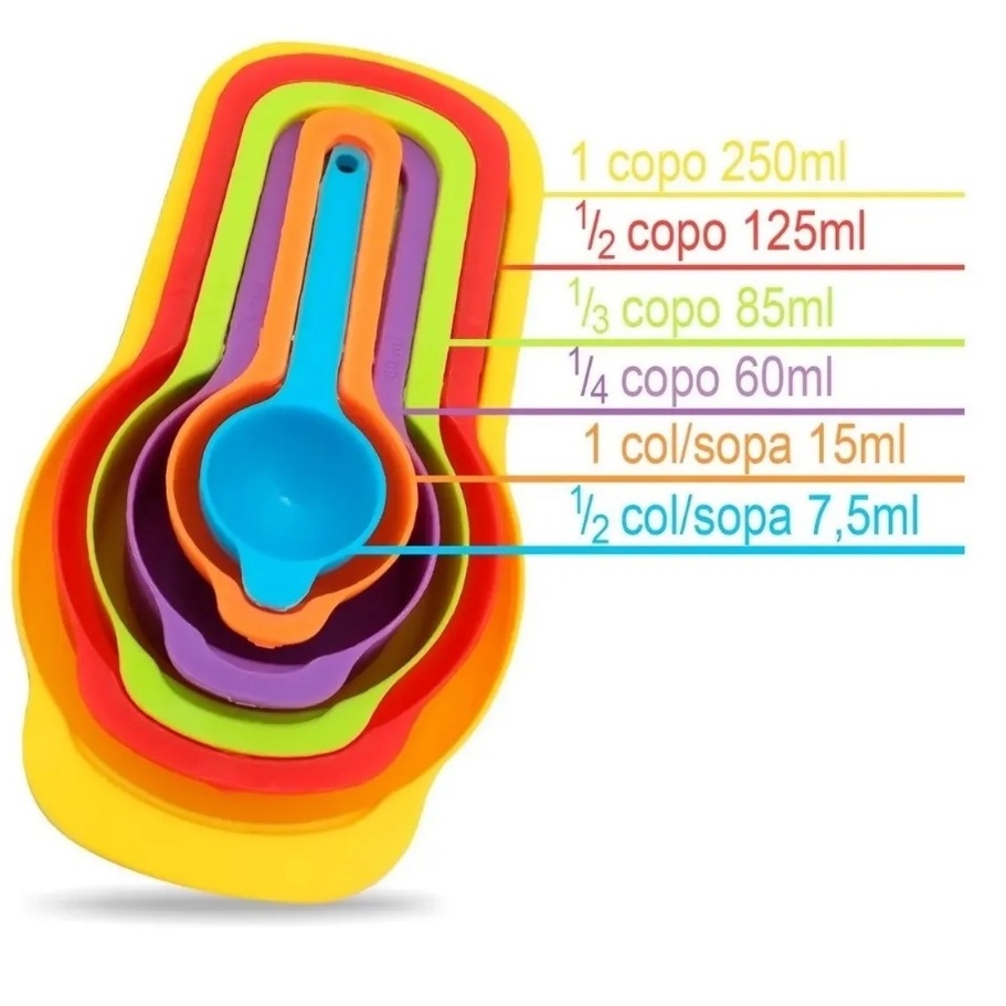 Kit Colheres Medidoras 6 Peças Culinário Utensílios Cozinha | Shopee Brasil