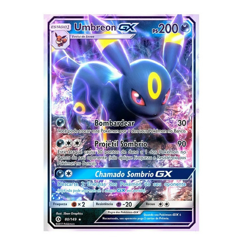 Carta Pokémon Umbreon Gx Sol E Lua Ultra Raro | Shopee Brasil