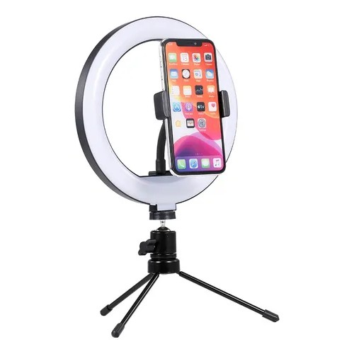 Ring Light Led 20cm de 8 Polegadas + Tripé De Mesa + Suporte para celular vertical e horizontal ...