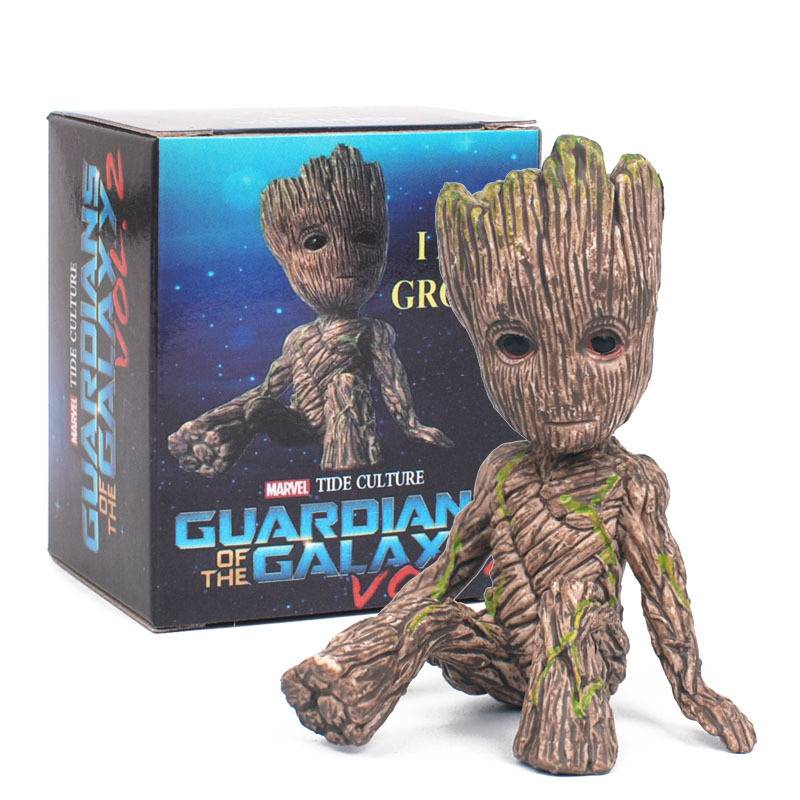 2pcs Guardians of Galaxy Sitting Tree Man Figure Doll Groot Model Desk ...