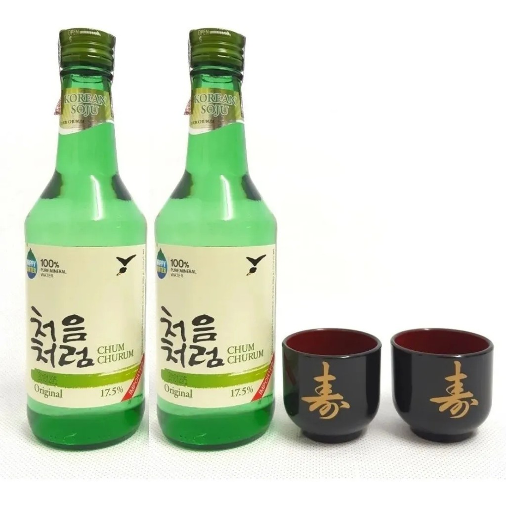 02 Bebida Coreana Soju Original + 02 Copo | Shopee Brasil