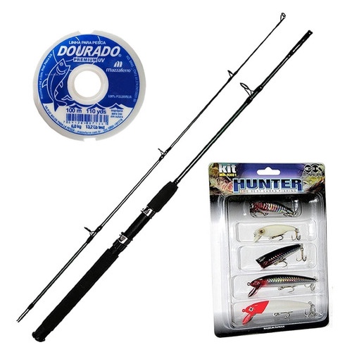 Vara Pesca Pesada 30-60 Lbs 1,80 Mts E Kit Isca Hunter | Shopee Brasil