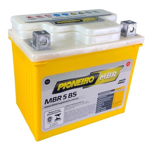 Bateria Pioneiro 5ah MBR5 BS Honda Biz Fan Bros Cg Titan Yamaha Ybr ...