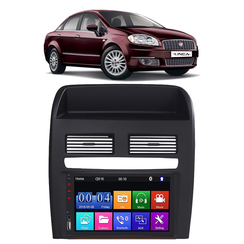 Kit Central Multimidia Mp5 Fiat Linea 2009 2010 2011 2012 2013 2014 7 Polegadas Espelhamento ...