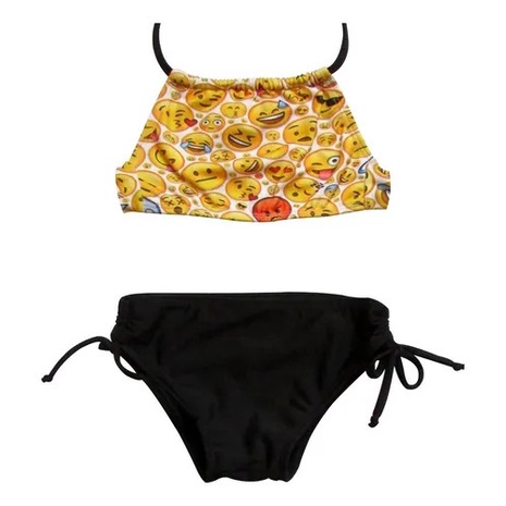 Biquini Infantil Cropped Emoji Estampado (Infantil) | Shopee Brasil