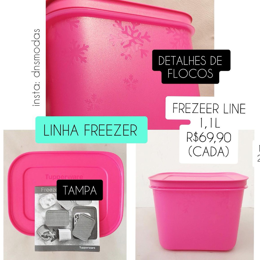 TUPPERWARE- FREEZER LINE 1,1 LITRO - COLOR CONTROL ROSA PINK | Shopee ...