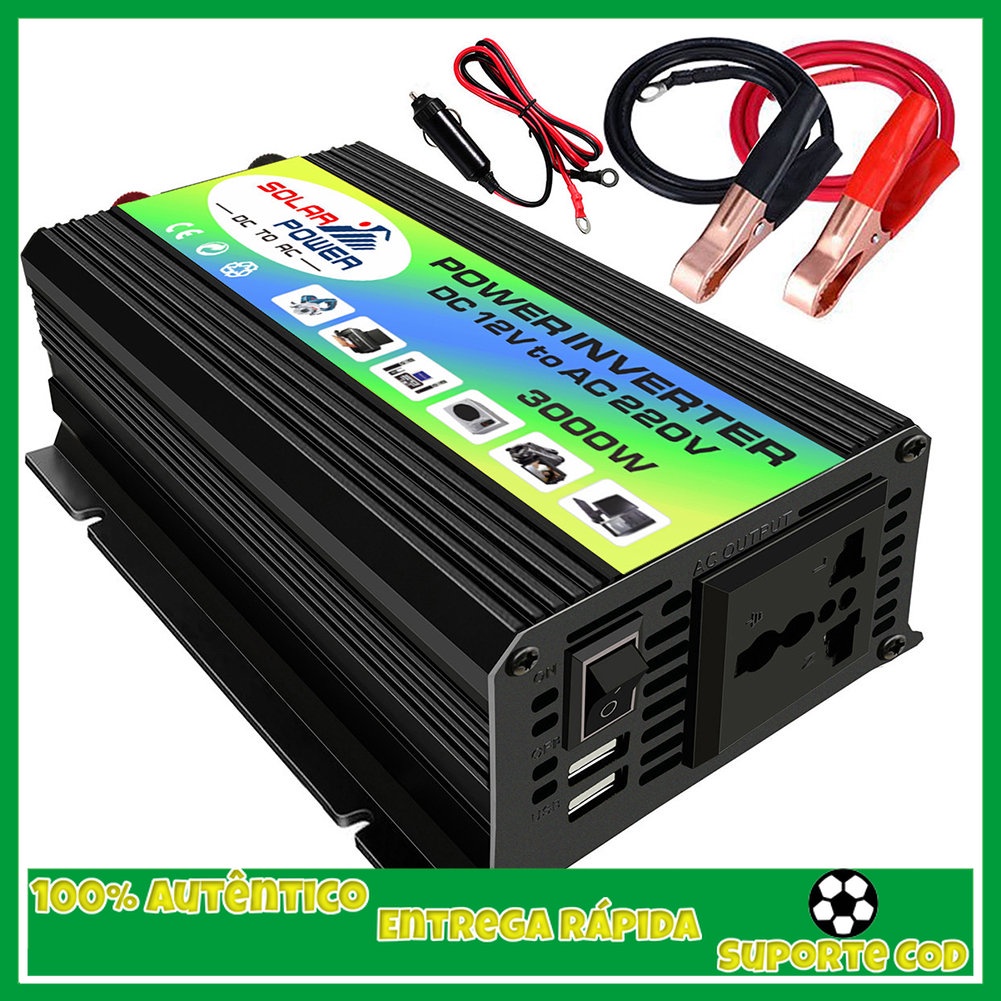 Pico 3000W DC 12V Para AC 220V Conversor De Voltagem Solar Inversor Carro Aparelhos Domésticos ...