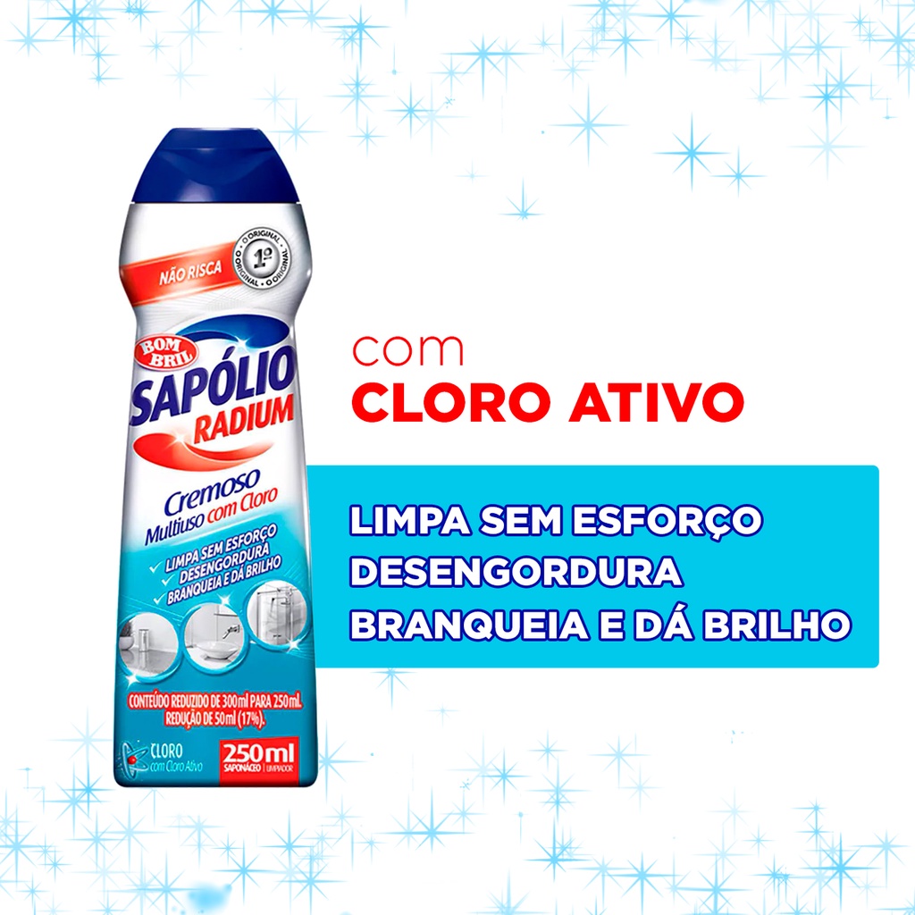 Sapólio Radium Original com Cloro Cremoso 250ml Bombril | Shopee Brasil