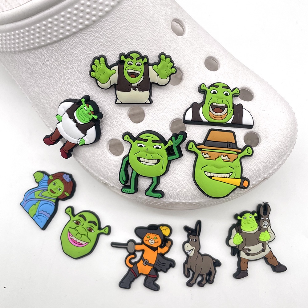 10Pcs/Conjunto Cute Anime jibits Para Pinos De crocs Monster Shrek ...