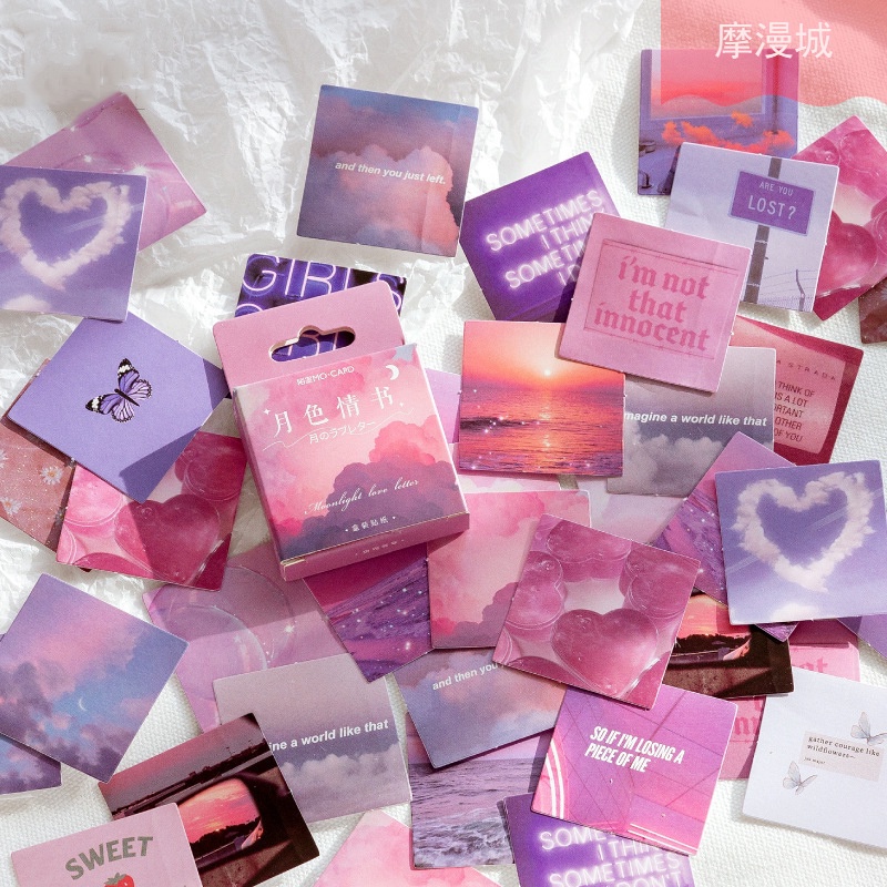 46 PCS/Lote Box Moonlight Love Letter Paper Pink Sticker Para ...