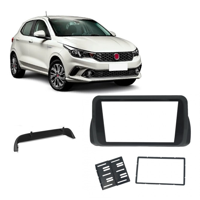 Moldura Painel DVD 2 Din MP5 Central Multimidia Fiat Argo Cronos Preta | Shopee Brasil