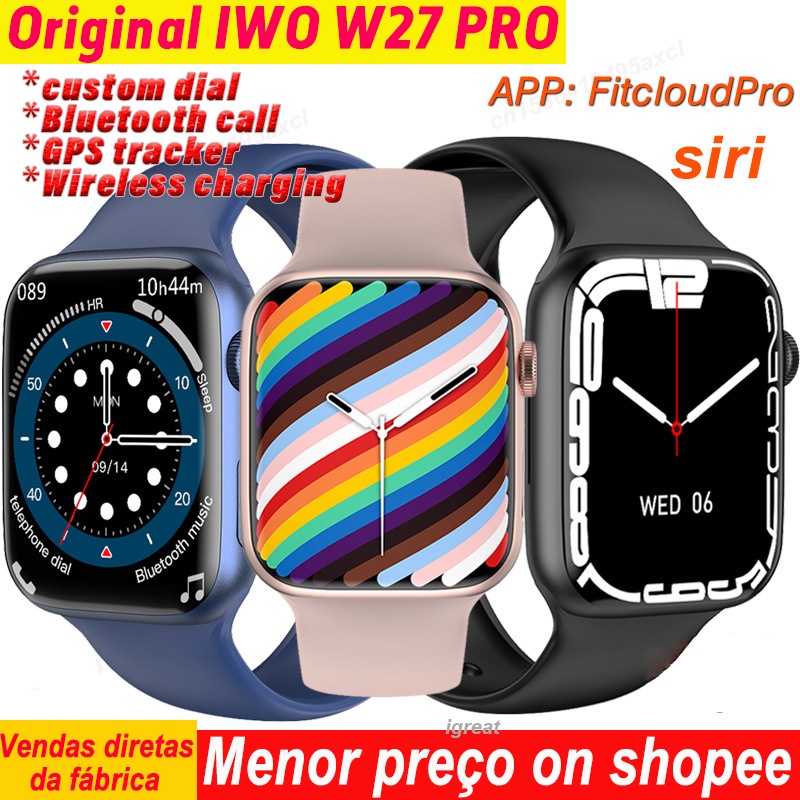 Siri 45mm Series 7 Original iwo W27 Pro Smart Watch ECG discagem ...