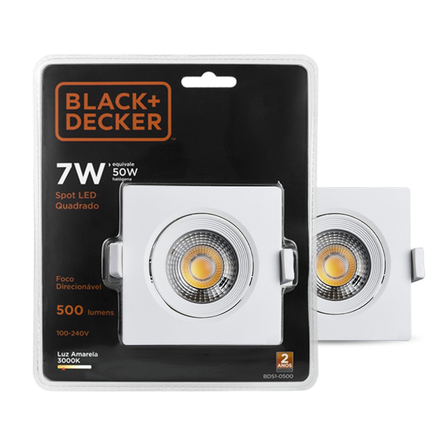 Spot Led 7w 3000k Quadrado - Black + Decker | Shopee Brasil