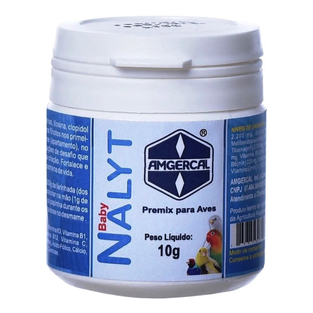 Nalyt Baby 10g Amgercal Premix Vitamina Filhotes De Pássaros | Shopee ...