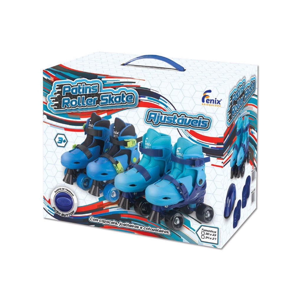Meu Primeiro Patins Azul 4 rodas Fênix 34 Ao 37 pk01a | Shopee Brasil