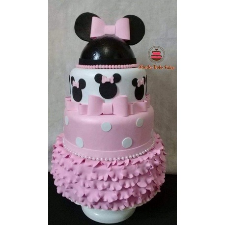 Bolo Fake Minnie rosa | Shopee Brasil