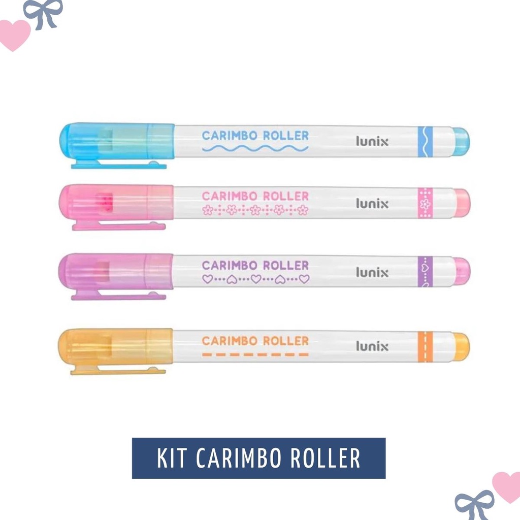 Carimbo Roller Kit Tilibra Lunix Caneta 4 Unidades | Shopee Brasil