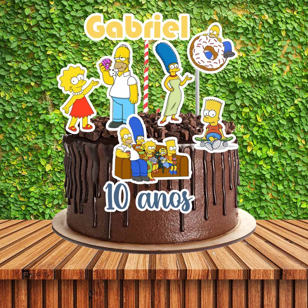 Topo de Bolo Simpsons Personalizado - Topper decoração | Shopee Brasil