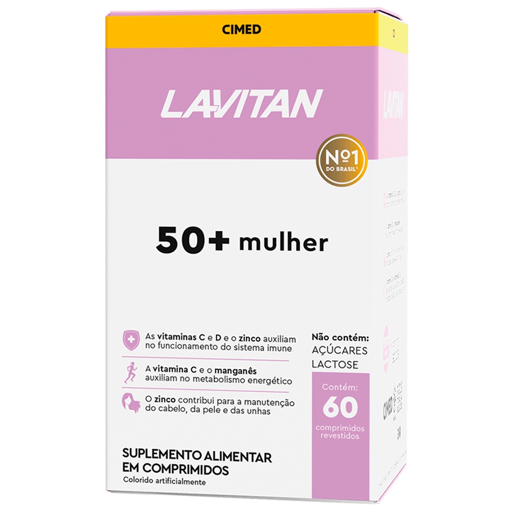 Lavitan 50+ Mulher Suplemento Alimentar Desenvolvido para Mulheres 60 Comprimidos Cimed | Shopee ...