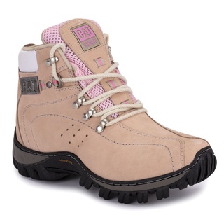 Bota Original Caterpillar Feminina Confortável Couro Legitimo Rosa ...