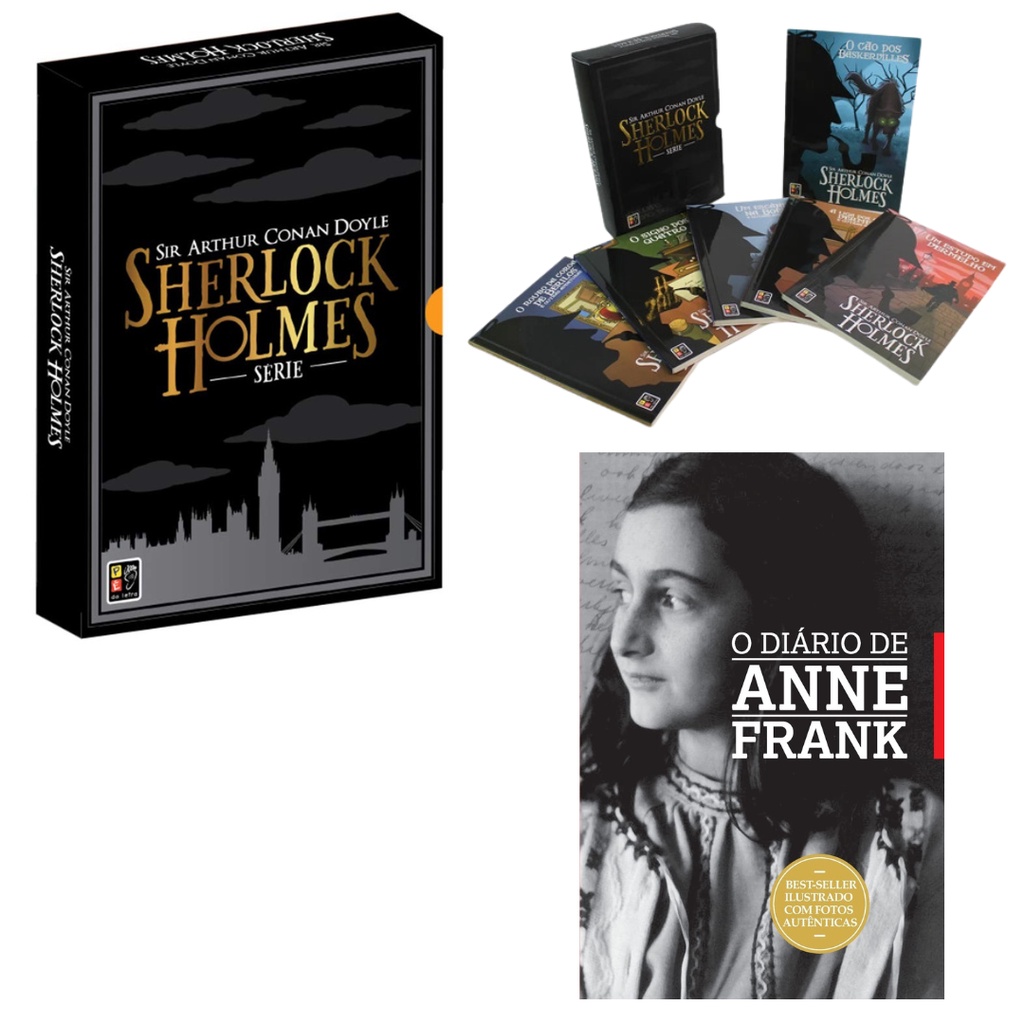 Box Sherlock Holmes com 6 Livros + O Diário de Anne Frank | Shopee Brasil