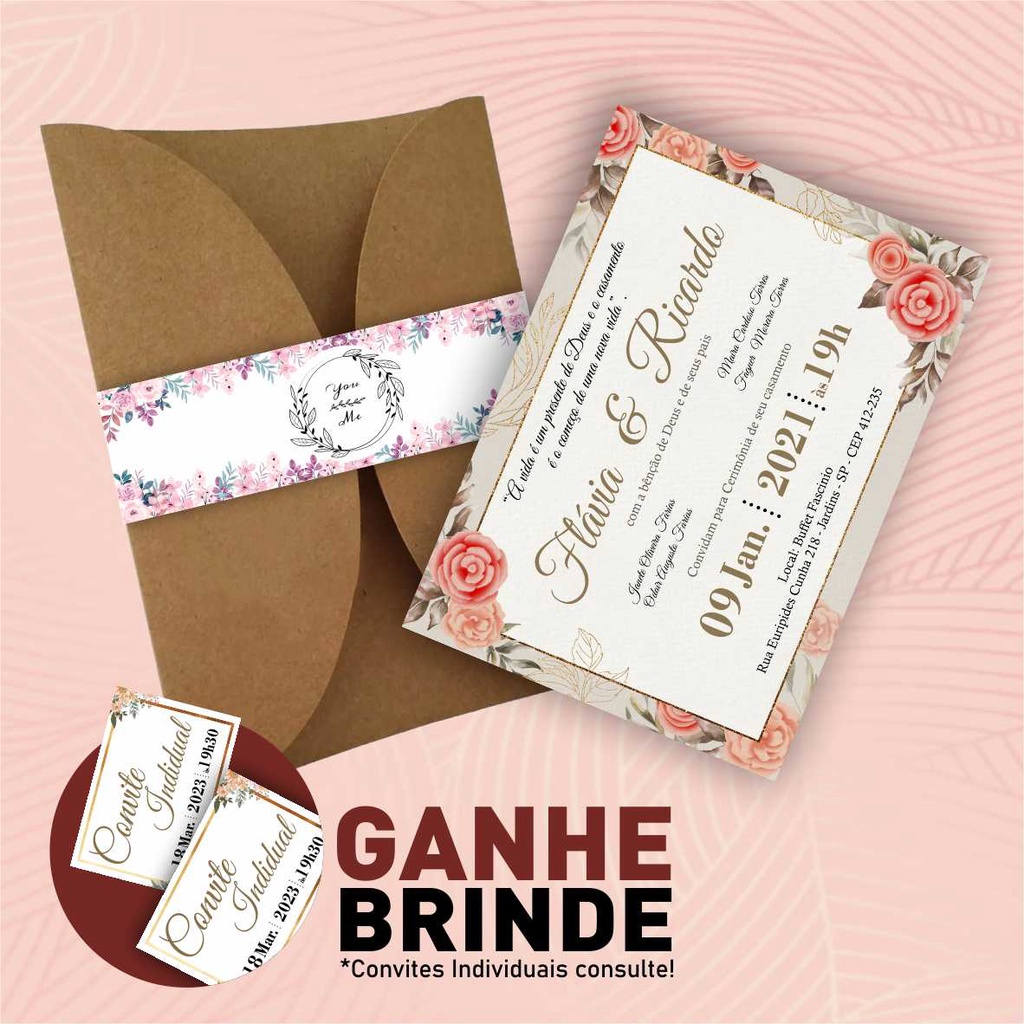 70 Convites + 70 Envelopes Rústico + 70 Fitas de Cetim Casamento ...