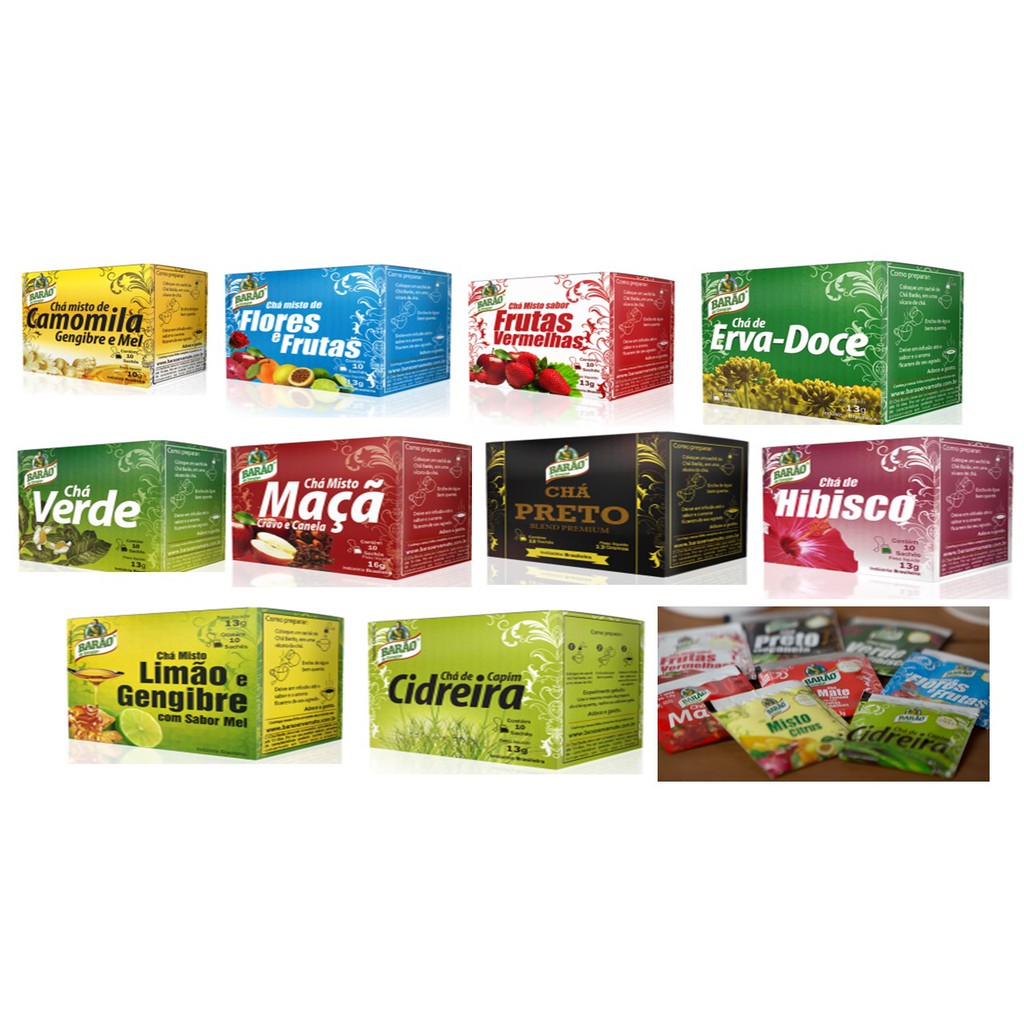Kit Chá Embalado Individualmente 10cx Diversos Sabores | Shopee Brasil