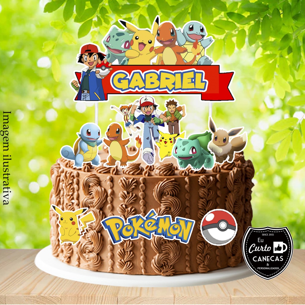 Topo De Bolo Pokemon - Qualquer Tema Vários Modelos | Shopee Brasil