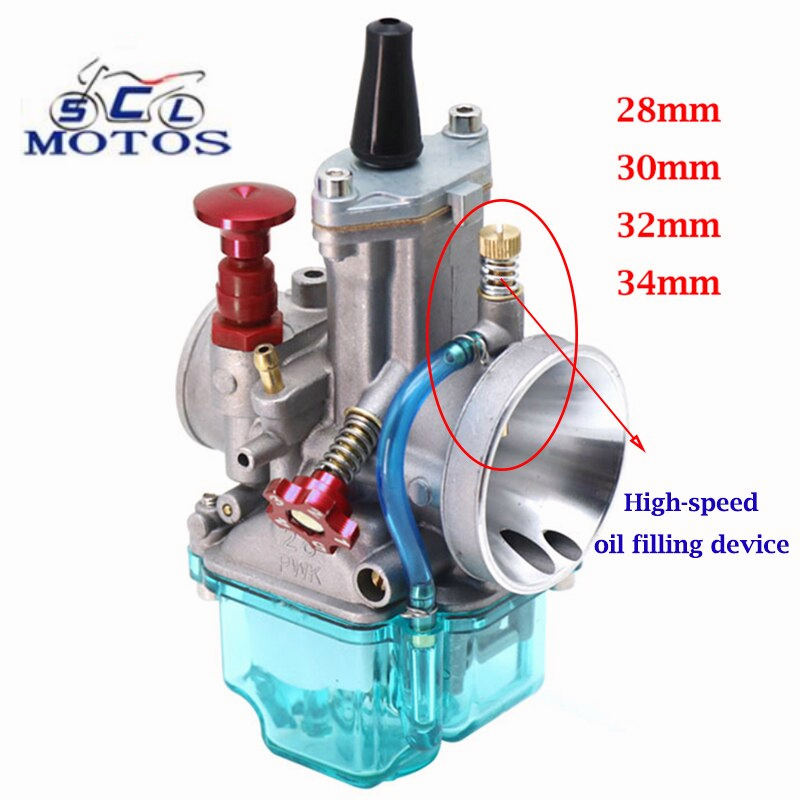 Motocicleta 28 30 32 34mm Universal Carburador PWK Scooters ATV Com Jato De Energia Da Bicicleta ...