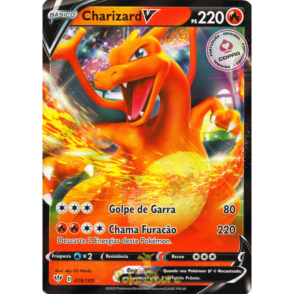 Carta Pokemon Charizard V Português 19/189 Card Original Copag | Shopee ...