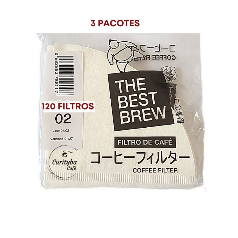 120 Filtros The Best Brew 02 para V60 e Waals. Nova Costura Dupla ...