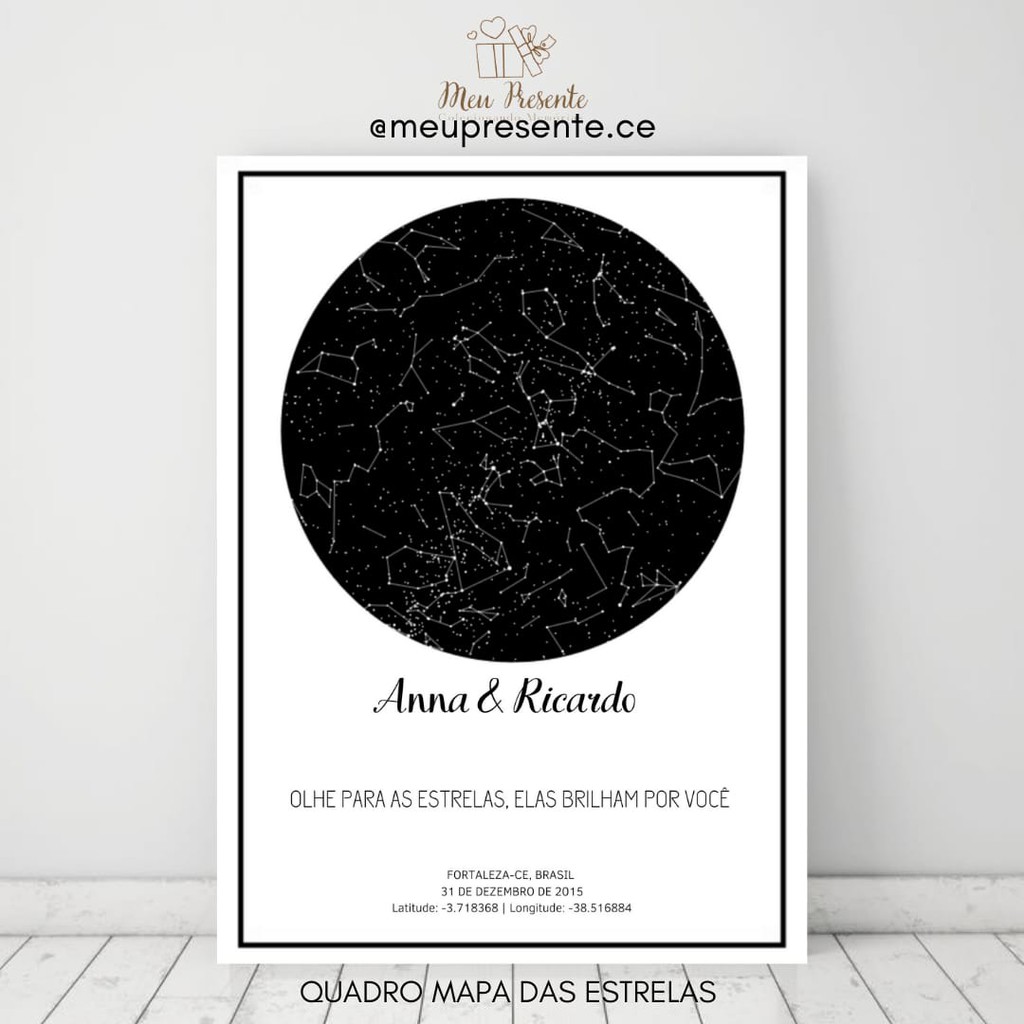 QUADRO MAPA DAS ESTRELAS - CLÁSSICO / MAPA DO CÉU/PRESENTE | Shopee Brasil