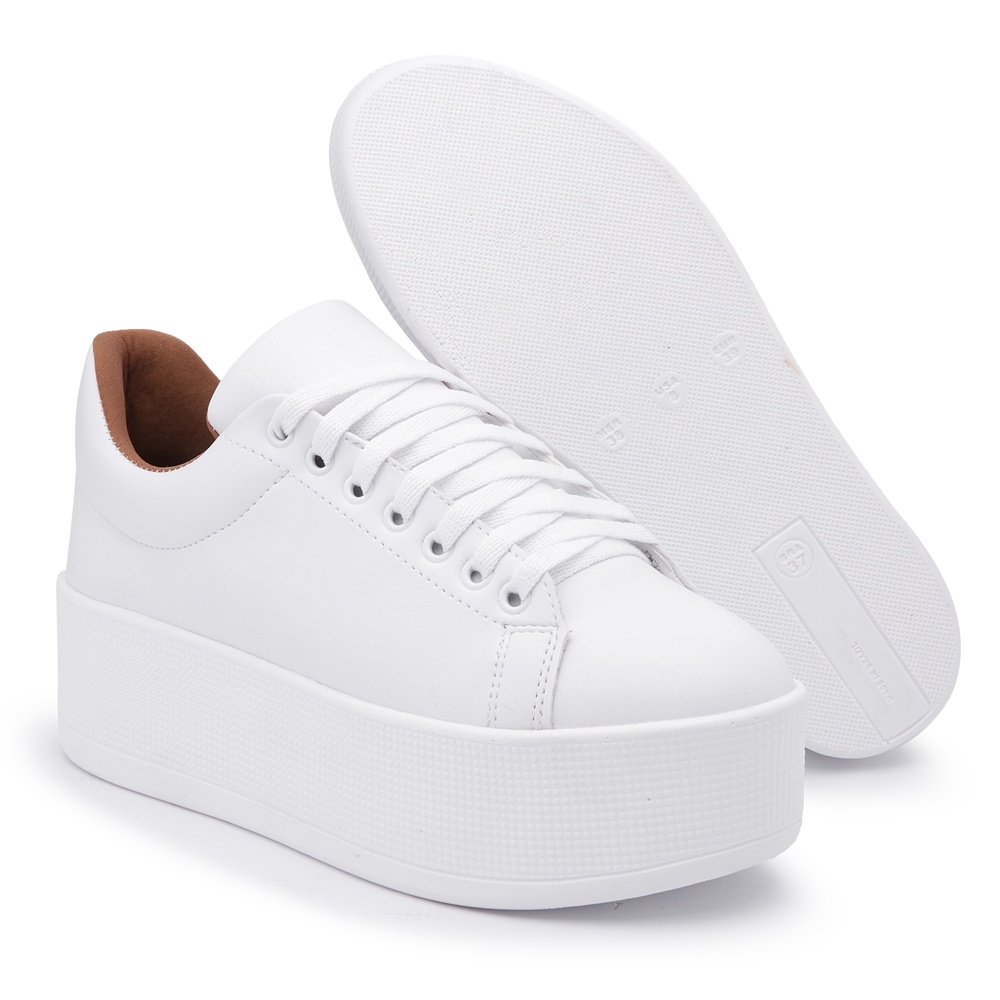 Tenis Feminino Plataforma Sapatenis Tendência Branco Sola Alta Fashion Blogueira | Shopee Brasil