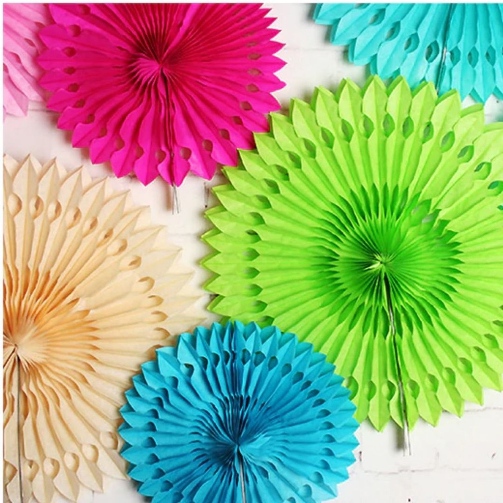 Painel Leque De Papel Variados Enfeites Flor Festas Decoração Roseta ...