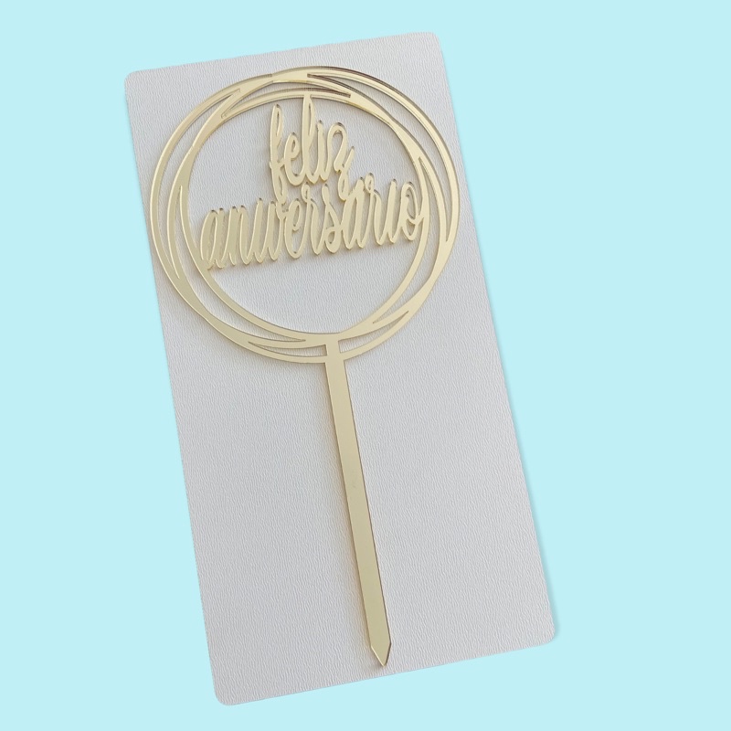 Topper Feliz Aniversário redondo ref:203,topo para bolo | Shopee Brasil